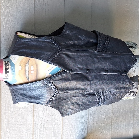 Vintage | Jackets & Coats | Vintage Leather Veat With Braided Details ...